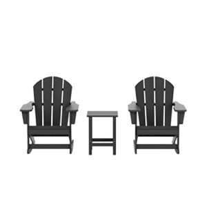 WO Home Furniture Patio Rocking Chair Set of 3 PCS Classic Outdoor Adirondack Rocker Chairs & Table (Grey)