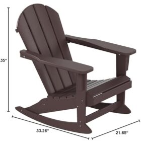 WO Home Furniture Patio Rocking Chair Set of 3 PCS Classic Outdoor Adirondack Rocker Chairs & Table (Dark Brown)