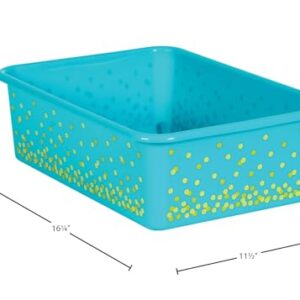 Teal Confetti Large Plastic Storage Bins - 6 Pack