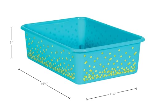 Teal Confetti Large Plastic Storage Bins - 6 Pack