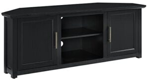 crosley furniture camden corner tv stand for 65+ inch tvs, entertainment center with storage shelves, black