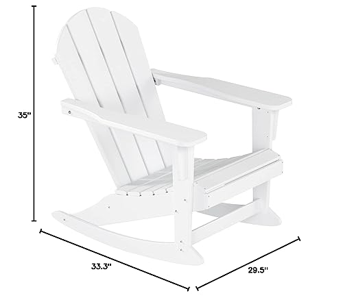 WO Home Furniture Patio Rocking Chair Classic Outdoor HDPE UV Weather Resistant (White)