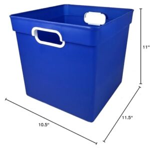 Romanoff ROM72504-3 Plastic Cube Bin, 11.5 x 11-Inch x 10.5-Inch, Blue, Pack of 3