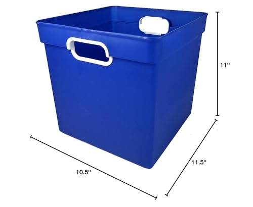 Romanoff ROM72504-3 Plastic Cube Bin, 11.5 x 11-Inch x 10.5-Inch, Blue, Pack of 3