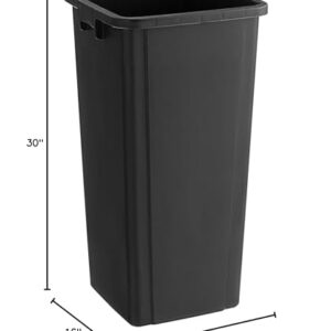 PRO&Family 92 Qt. / 23 Gallon / 87 Liters Black Square Trash Can. Kitchen Garbage Can Office Trash Can Recycle Bin Waste Basket Touchless