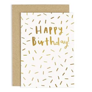 old english co. birthday card - a6, happy birthday confetti | perfect for friends or family members | happy & funny adult occasion cards | suitable for men & women | blank inside & envelope included