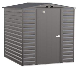 arrow select 6' x 7' outdoor lockable steel storage shed building, charcoal