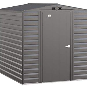 Arrow Select 6' x 7' Outdoor Lockable Steel Storage Shed Building, Charcoal