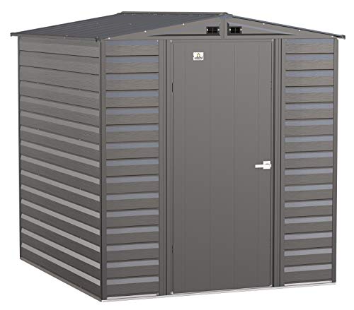 Arrow Select 6' x 7' Outdoor Lockable Steel Storage Shed Building, Charcoal