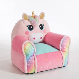 idea nuova heritage kids cozy and durable unicorn figural bean bag chair with sherpa trim, for bedroom & platyroom,ages 3+