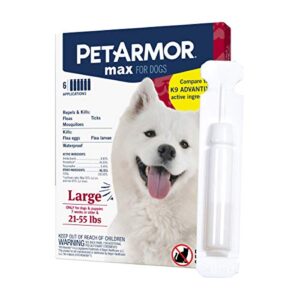 PetArmor Max Flea, Tick and Mosquito Prevention for Large Dogs (21 to 55 Pounds), Topical Dog Flea Treatment Repels and Kills, 6 Month Supply