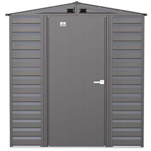 Arrow Select 6' x 7' Outdoor Lockable Steel Storage Shed Building, Charcoal