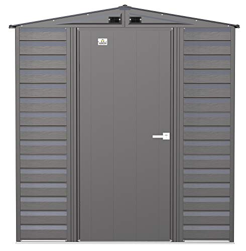 Arrow Select 6' x 7' Outdoor Lockable Steel Storage Shed Building, Charcoal