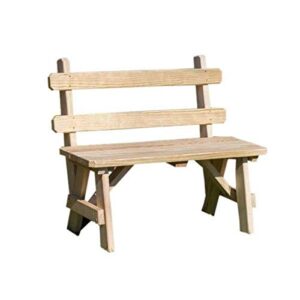 creekvine designs 40-inch treated pine traditional garden bench with back