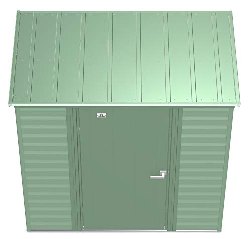 Arrow Select 6' x 4' Outdoor Lockable Steel Storage Shed Building, Sage Green