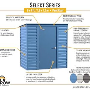 Arrow Select 6' x 4' Outdoor Lockable Steel Storage Shed Building, Sage Green