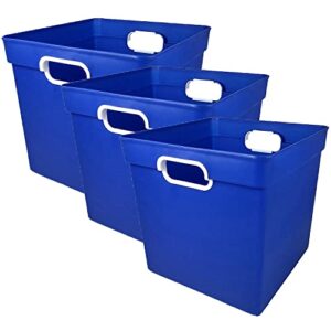 romanoff rom72504-3 plastic cube bin, 11.5 x 11-inch x 10.5-inch, blue, pack of 3