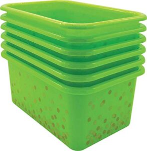 lime confetti small plastic storage bin - 6 pack