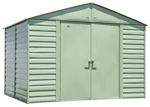 arrow select 10' x 8' outdoor lockable steel storage shed building, sage green