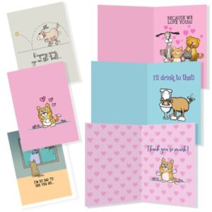 Stonehouse Collection Funny All Occasion Greeting Cards - Boxed Funny Dog & Cat Cards Assortment - Birthday Cards, Thank You Cards with Greetings Inside - Bulk Set for All Occasion, 16 Cards Per Box