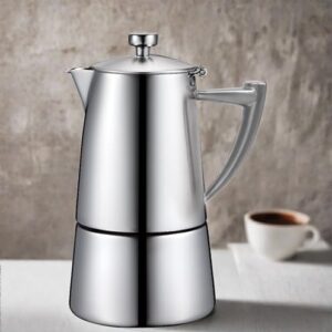 CUISINOX Roma Satin Stainless Steel Moka Pot Stovetop Espresso Maker, 4-Cup (6 oz)