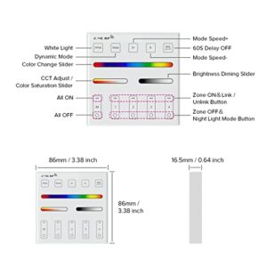 BTF-LIGHTING WR01RF Wireless 2.4G RF 4 Zones RGB RGBW RGBCCT Wall Mounted Smart Panel Remote Powered by 2XAAA Batteries 3V Work with WB5 LM052 LM053 C03RF C04RF C05RF C03W C04W C05W Controller