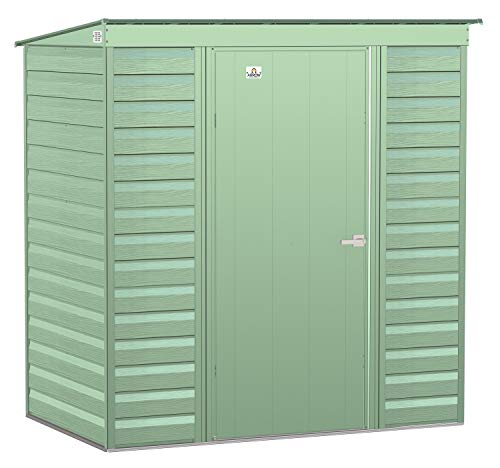 Arrow Select 6' x 4' Outdoor Lockable Steel Storage Shed Building, Sage Green