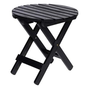 shine company round wooden folding solid wood side table, outdoor adirondack small patio table, black