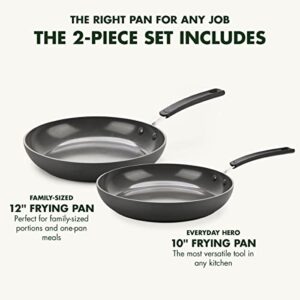 GreenPan Levels Stackable Tri-Ply Stainless Steel, Healthy Ceramic Nonstick, 10" and 12" Frying Pan Skillet Set, PFAS-Free, Dishwasher Safe, Silver