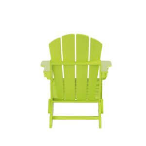 WO Home Furniture Set of 2pcs HDPE Adirondack Chairs Lounger Outdoor Folding Seat for Fire Pit, Beach, Balcony, Backyard, Lawn, Patio, Pool, Deck, Garden - Weather UV Resistant (Lime)