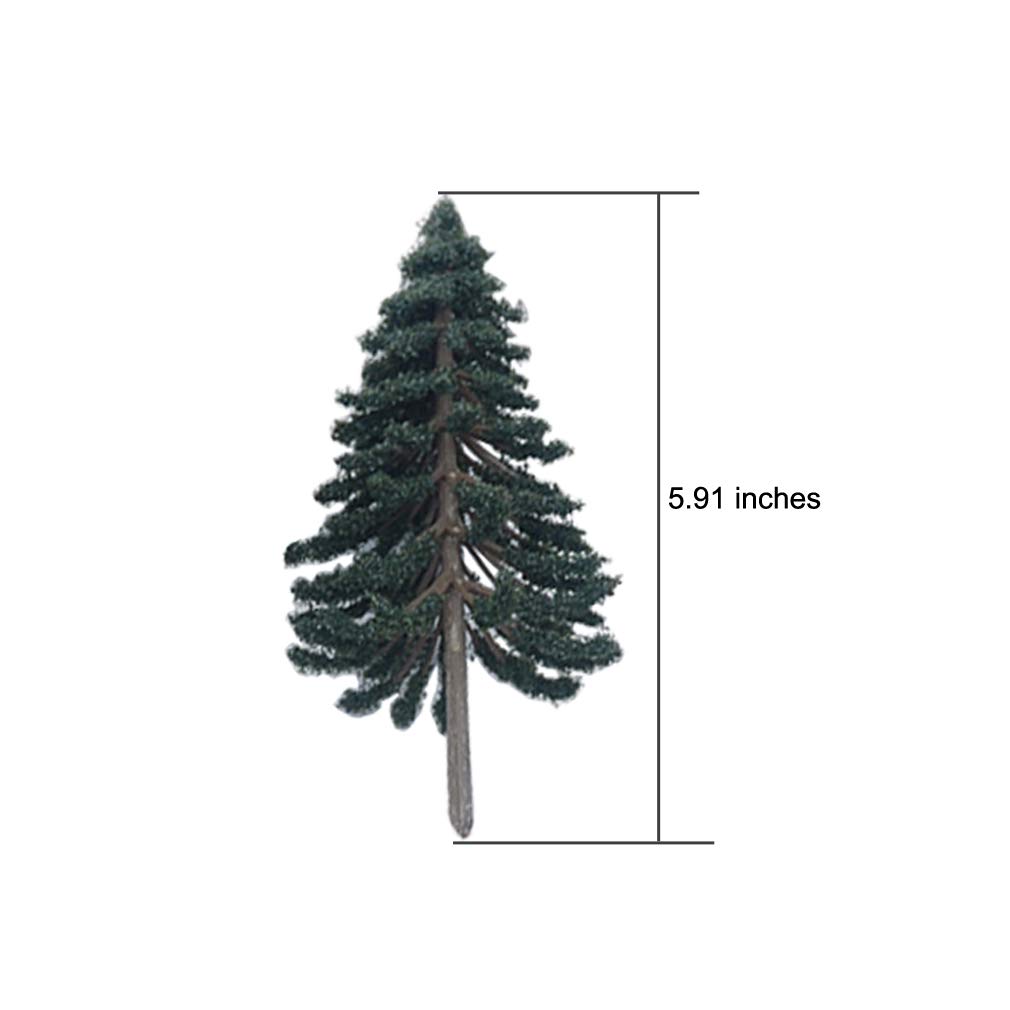 Model Trees Hobby Train Scenery Set Artificial Miniature Pine Cedar Firs Conifers Figurines Décor Toy Kit with Green Leaves and Base DIY for Moss Landscape Tunnels Buildings Decoration AnyBack 14