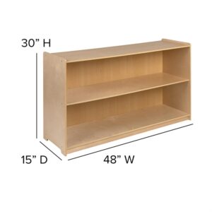 Flash Furniture Wooden 2 Section School Classroom Storage Cabinet for Commercial or Home Use - Safe, Kid Friendly Design - 30" H X 48" L (Natural)