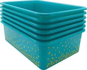 teal confetti large plastic storage bins - 6 pack