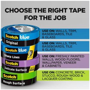 ScotchBlue Original Multi-Surface Painter's Tape, 0.94 Inches x 60 Yards, 12 Rolls, Blue, Paint Tape Protects Surfaces and Removes Easily, Multi-Surface Painting Tape for Indoor and Outdoor Use