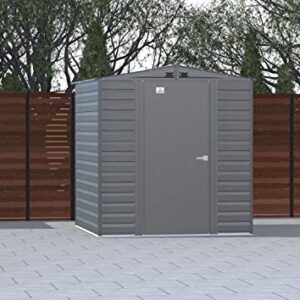 Arrow Select 6' x 7' Outdoor Lockable Steel Storage Shed Building, Charcoal