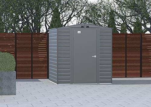 Arrow Select 6' x 7' Outdoor Lockable Steel Storage Shed Building, Charcoal