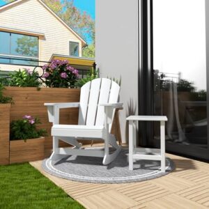 WO Home Furniture Patio Rocking Chair Classic Outdoor HDPE UV Weather Resistant (White)