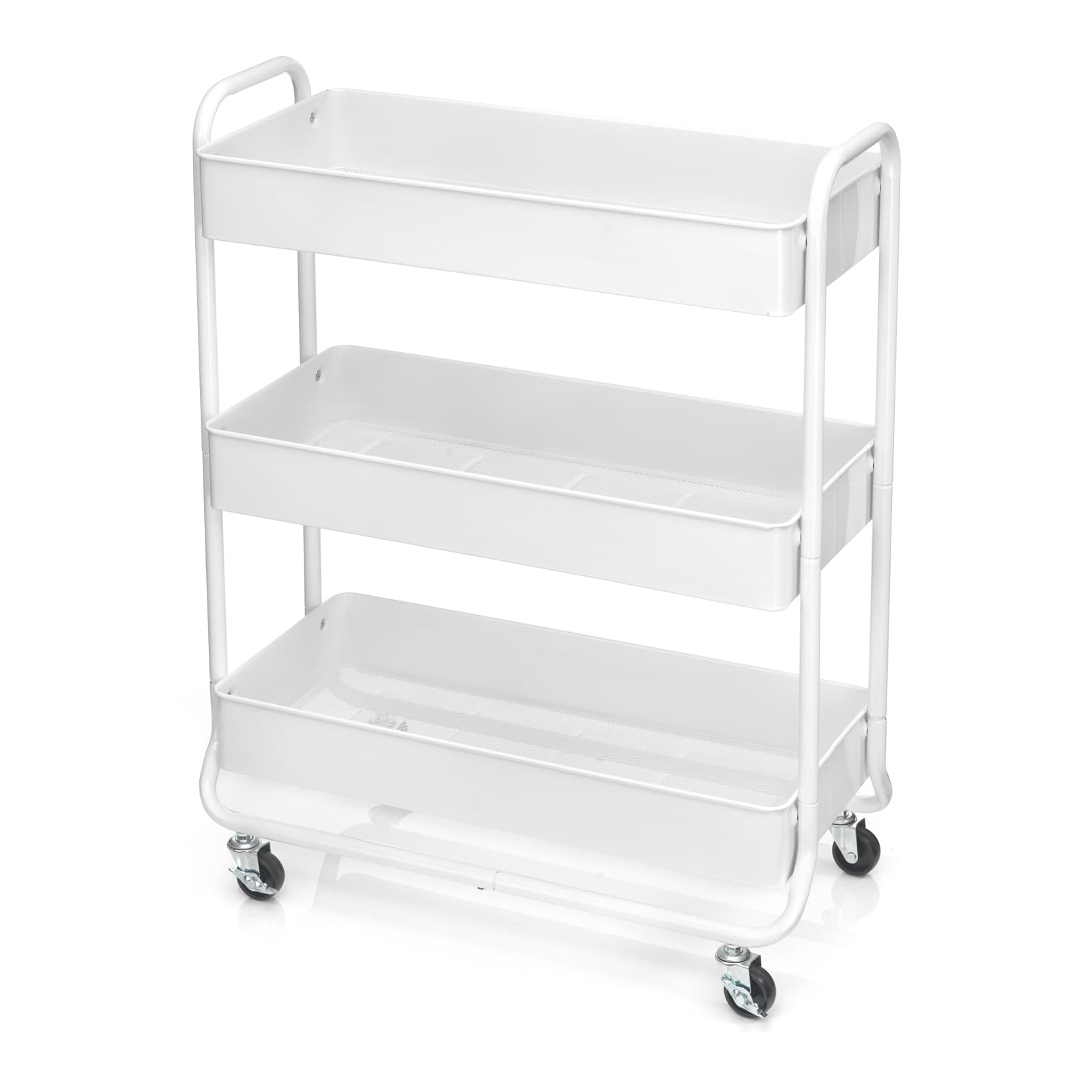 Hudson White 3-Tier Metal Rolling Cart by Simply Tidy - Multi-Functional Storage Cart for Home, Office, and Kitchen - 1 Pack