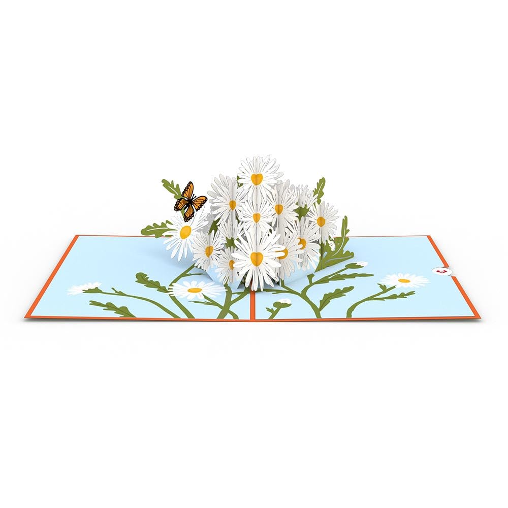 Lovepop Cards - Daisies with Monarch Butterfly, 3D Butterfly Birthday Card, Thank You Card, Blank Envelope Included