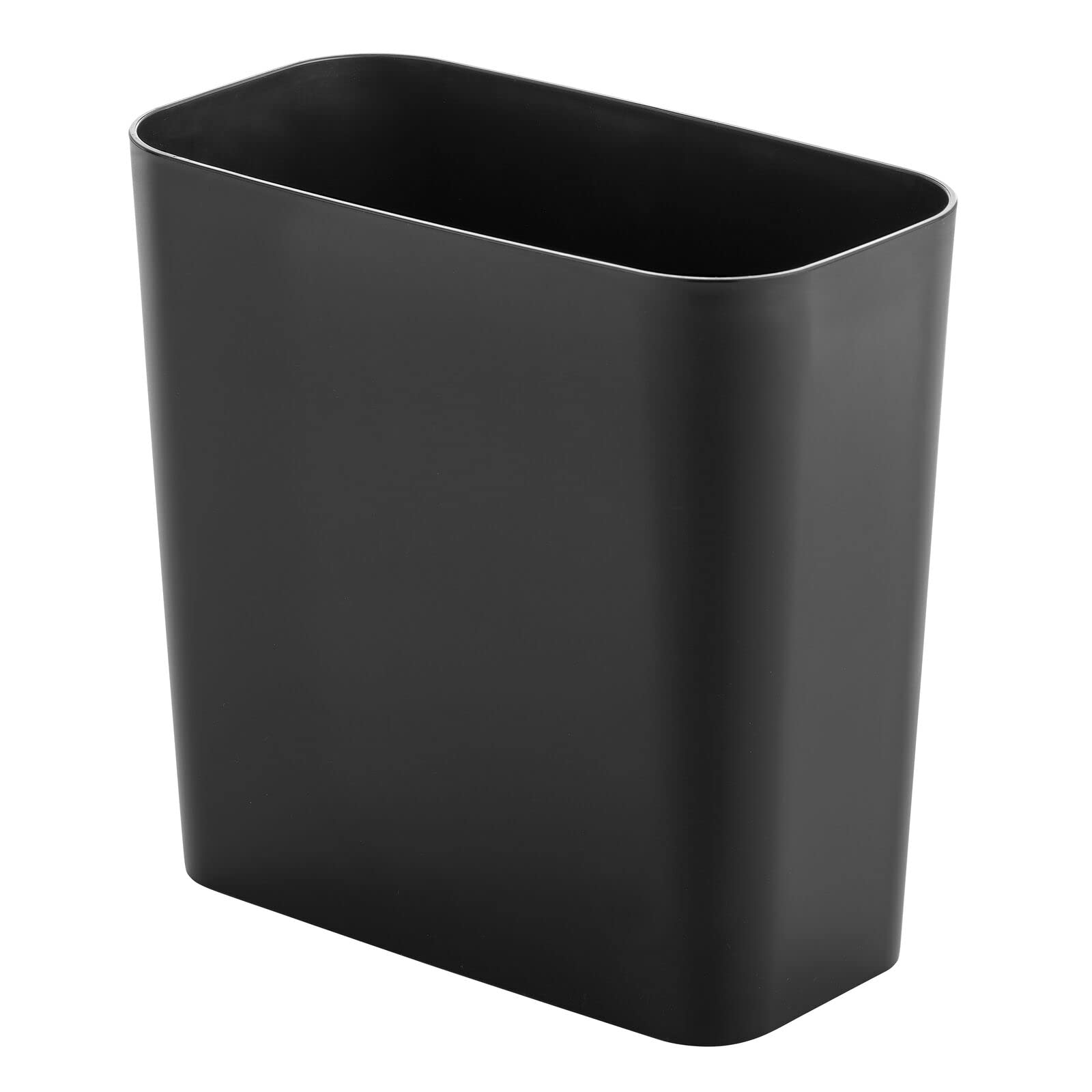 mDesign Small Plastic 1.8 Gallon Trash Can Wastebasket Garbage Bin for Bathroom - Slim Rubbish Waste Bin Trashcan for Master/Guest Bath, Bedroom, Kitchen, Laundry Room, Office, Casi Collection - Black