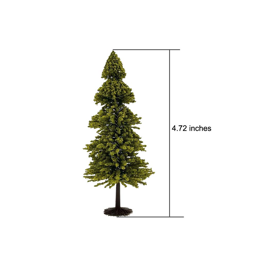 Model Trees Hobby Train Scenery Set Artificial Miniature Pine Cedar Firs Conifers Figurines Décor Toy Kit with Green Leaves and Base DIY for Moss Landscape Tunnels Buildings Decoration AnyBack 14