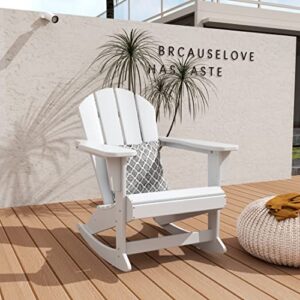 WO Home Furniture Patio Rocking Chair Classic Outdoor HDPE UV Weather Resistant (White)