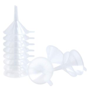 small funnel, 2.16inch clear plastic mini funnels for science lab bottle filling liquid, essential oils, perfume(48 pack)