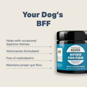 Four Leaf Rover: Bifido for Fido - Multi-Strain Dog Probiotics and Prebiotics for Immune Support - 50 Billion CFUs - 22 to 120 Day Supply, Depending on Dog’s Weight - Vet Formulated - for All Breeds