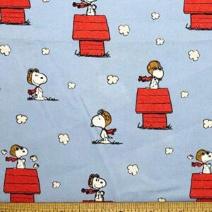 1/2 Yard - Peanuts Snoopy Flying with The Clouds on Sky Blue Cotton Fabric (Great for Quilting, Sewing, Craft Projects, Throw Pillows & More) 1/2 Yard x 44"