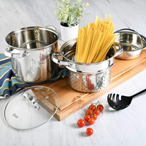 Oster Sangerfield Stainless Steel Cookware 5-Quart Pasta Pot Set w/Steamer, Basket & Lid