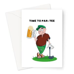 time to par-tee greeting card | golf birthday card, birthday card for golfers, funny golfing birthday card for friend, golf birthday card for dad, son, brother, husband, nephew, male, him, men