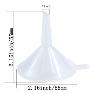 Small Funnel, 2.16inch Clear Plastic Mini Funnels for Science Lab Bottle Filling Liquid, Essential Oils, Perfume(48 Pack)