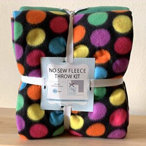 dots get funky no-sew throw blanket anti-pill fleece fabric kit (50x60)