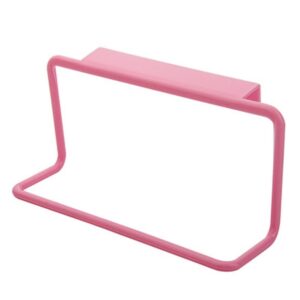 2 pcs towel rack, hanging holder organizer | towel bar rack for kitchen bathroom | over the door cabinet cupboard hanger | plastic non-marking dishcloth hanging holder (pink)